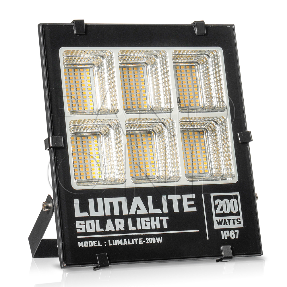 LUMALITE ไฟโซล่าเซลล์ ไฟสปอร์ตไลท์ 200W สี ขาว (White) วอร์มไวท์ (Warm ...