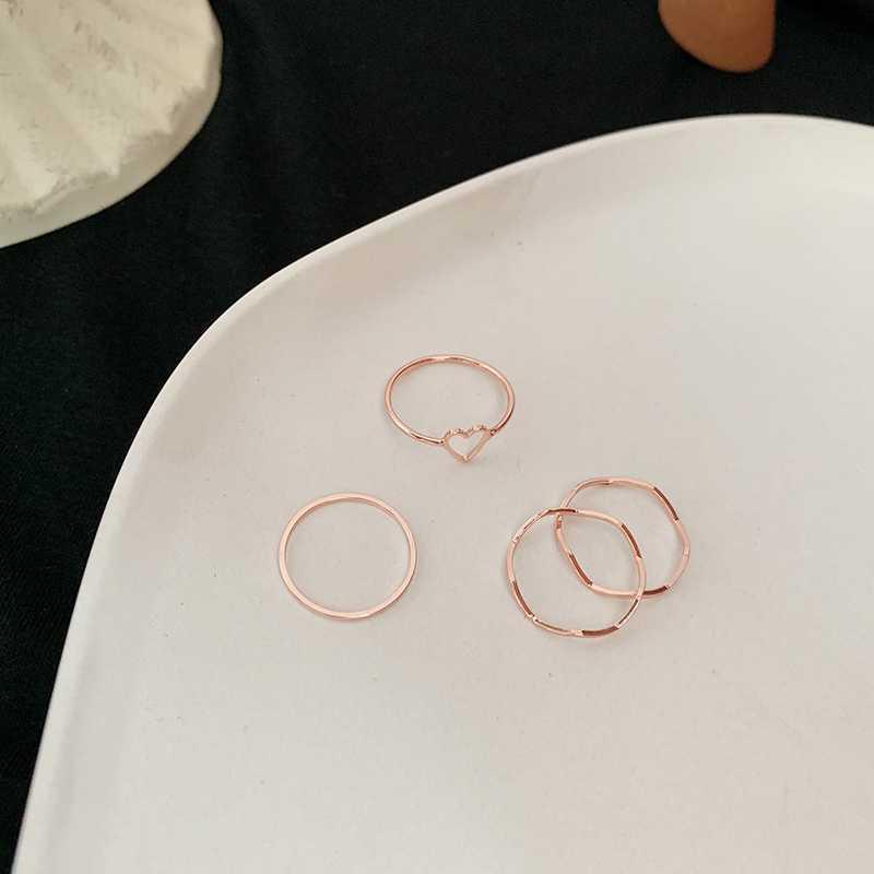 4Pcs Love Rings Set Metal Alloy Round Opening Finger Ring for ashion ...