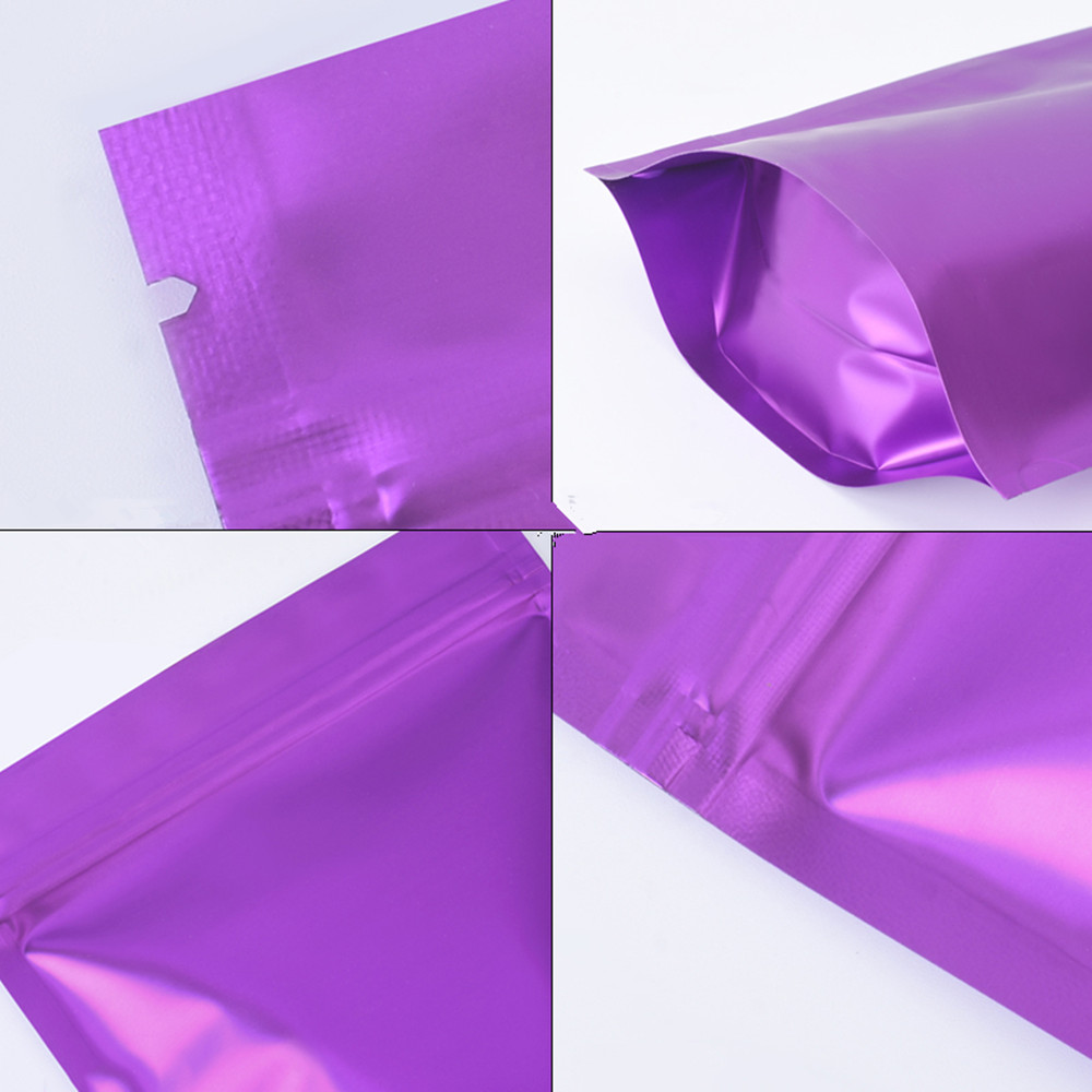 100Pcs Matte Purple Mylar Foil Zip Lock Stand Up Bag Tear Notch ...
