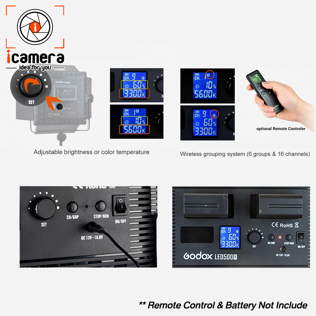 Godox LED 500C - พร้อมแบตเตอรี่ F750*2 & Dual charger - Video Light ...