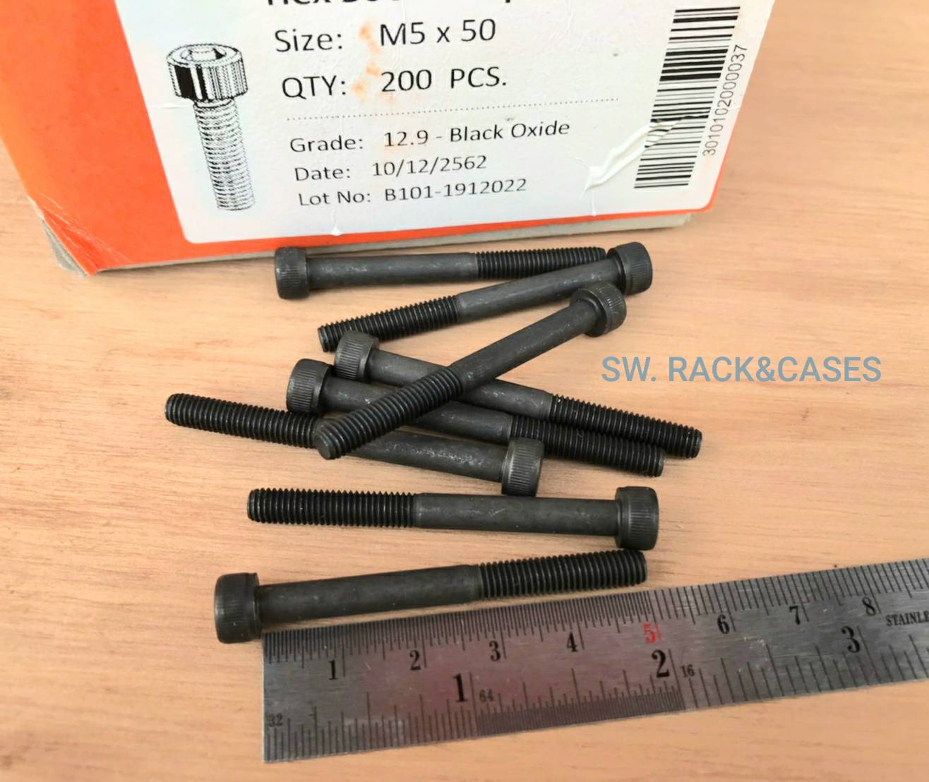 น็อตหัวจมดำ M5x50 (ราคาต่อแพ็ค 50 ตัว) ขนาด M5x50mm Grade : 12.9 Black ...