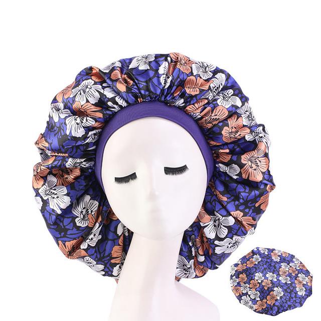 Large Satin Sleep Cap Night Hat African Women Print Hair Bonnet Indian ...
