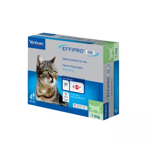 EFFIPRO DUO Spot-on Solution for cats ยาหยอดแมว เห็บ หมัด แมว สำหรับแมว ...