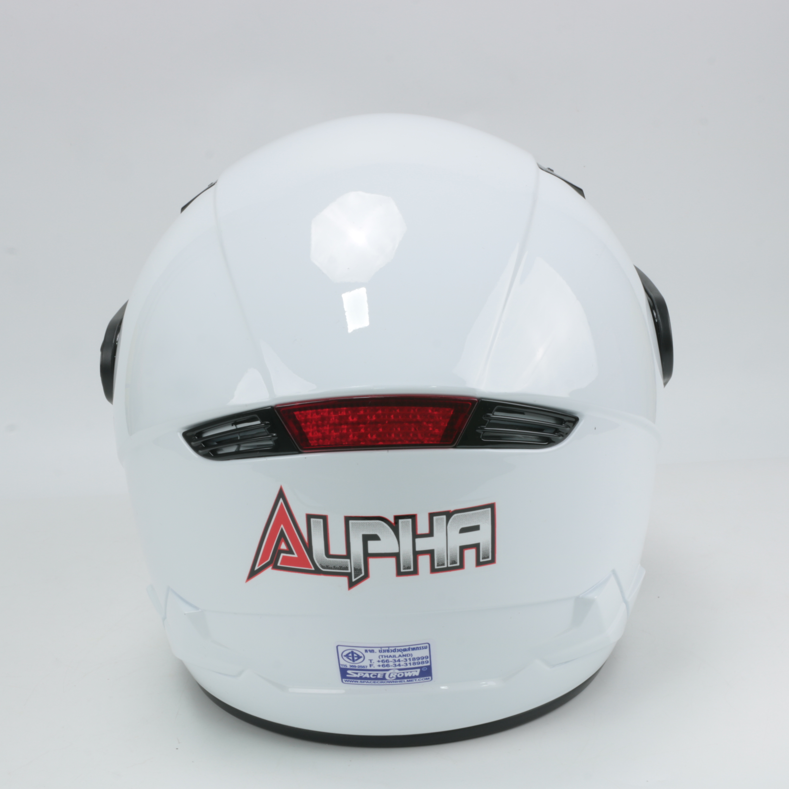 SPACE CROWN หมวกกันน๊อค รุ่น ALPHA รุ่นพิเศษ ด้านหลังมีแถบสะท้อนแดง โดด ...
