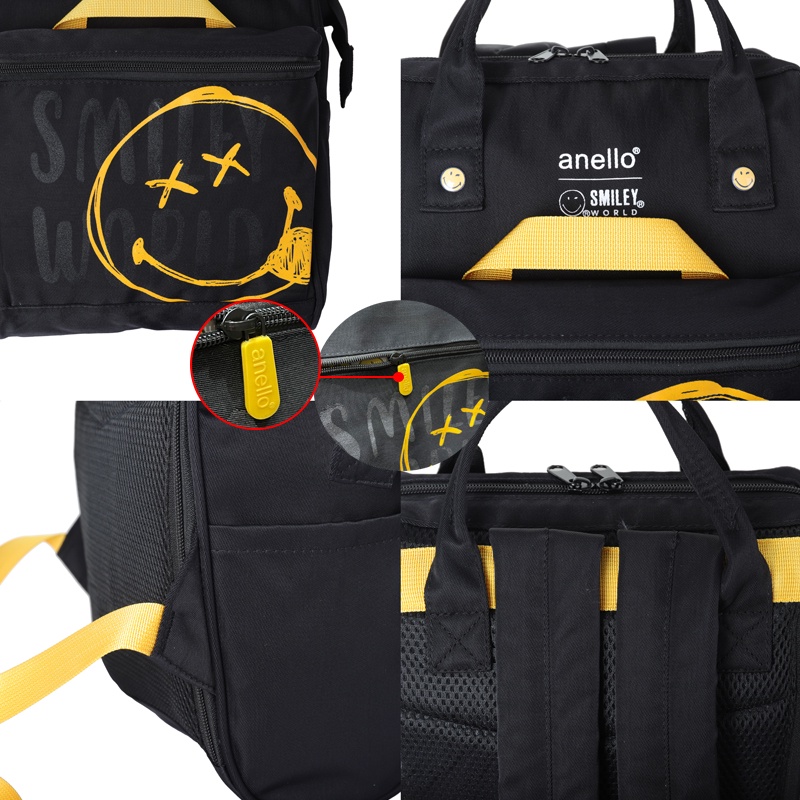 พร้อมส่ง anello x SMILEY กระเป๋าเป้แฟชั่น ช่องเยอะใส่ของได้เยอะ ผ้ากัน ...