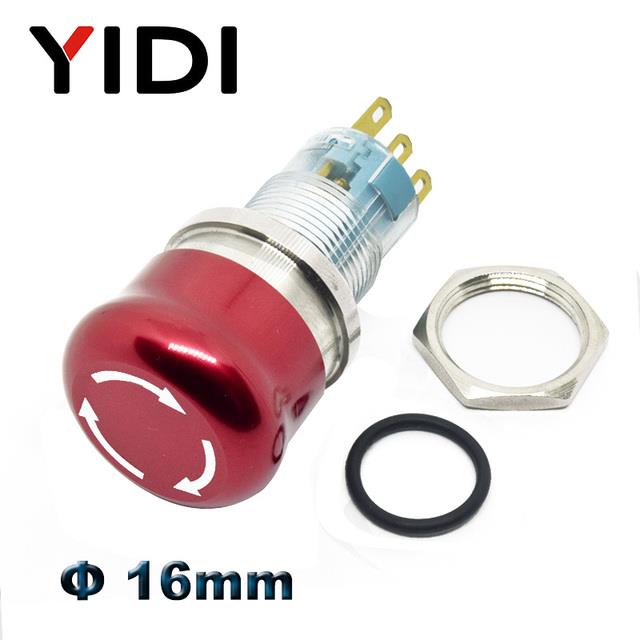 Free Shipping 16mm 19mm 22mm Emergency Stop Switch Mushroom Metal Push ...