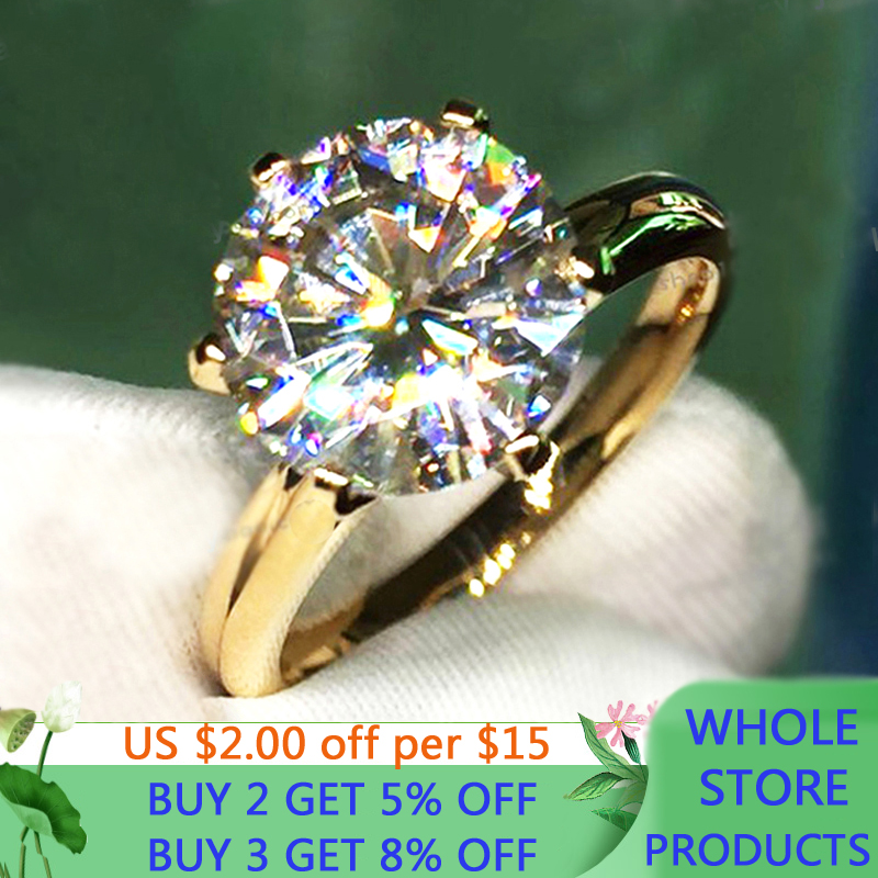 2021LMNZB With 18K RGP LOGO Pure Solid Yellow Gold Ring Luxury Round ...