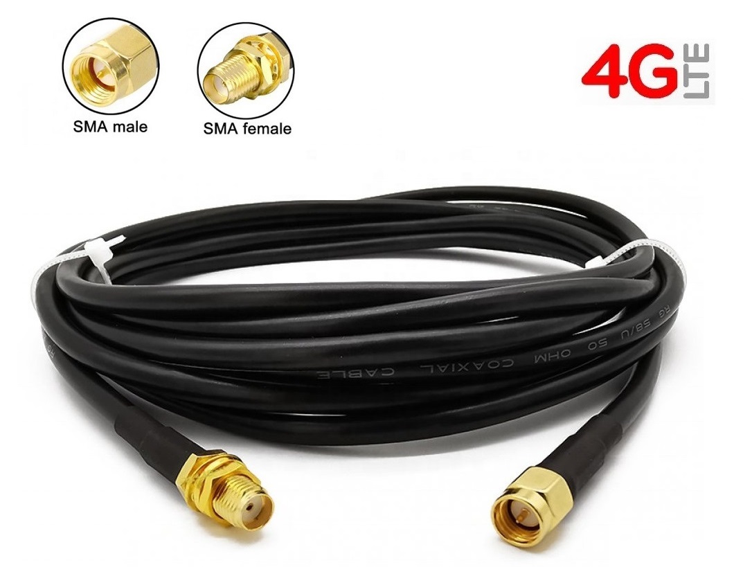 RP-SMA RG58 Low Loss Cable 10M สาย สำหรับ เสาอากาศ 3G 4G Router 10 เมตร ...