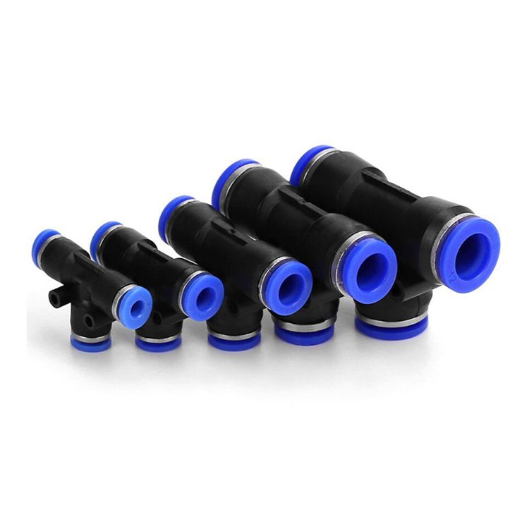 T shaped Tee Pneumatic 6mm OD Hose Tube Push In Air Gas Fitting Quick ...