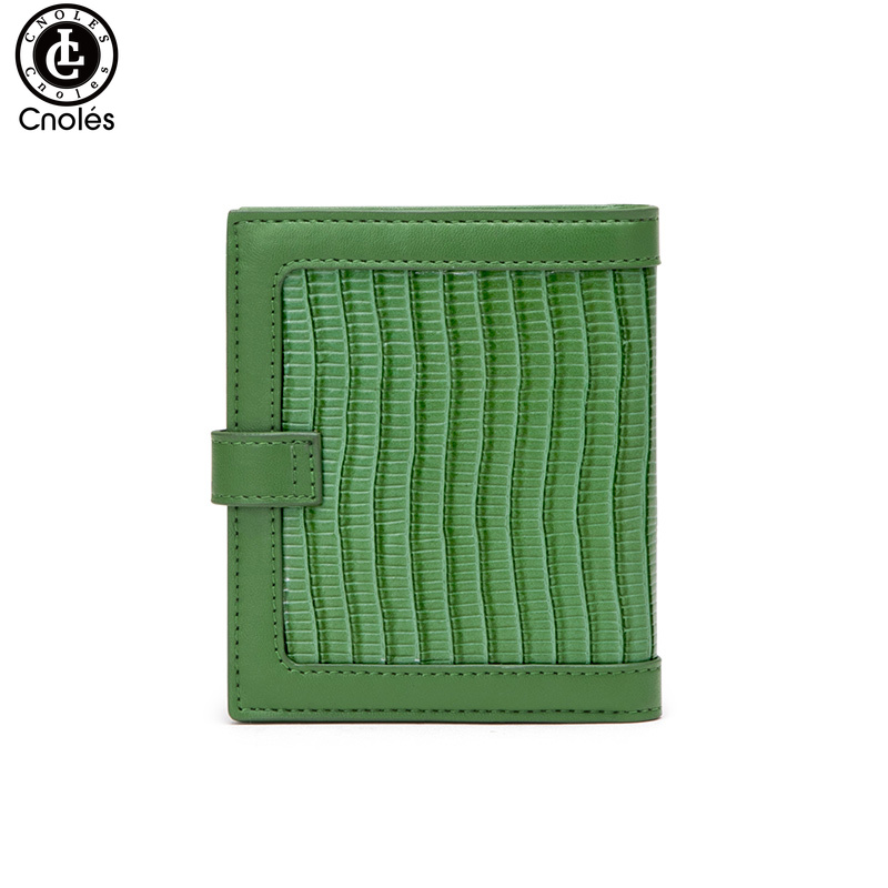 Cnolés กระเป๋าสตางค์แฟชั่นสตรีหนังสีเขียว,กระเป๋าใส่บัตรผู้หญิงแบบพกพา ...