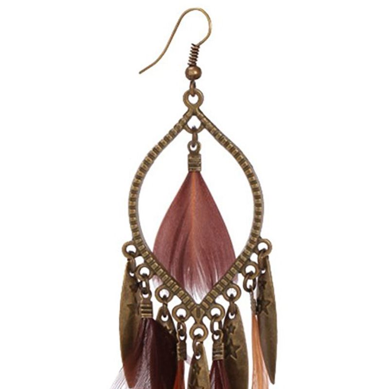 Fashion Exotic European Alloy Feather Long Drop Earrings for Women ...