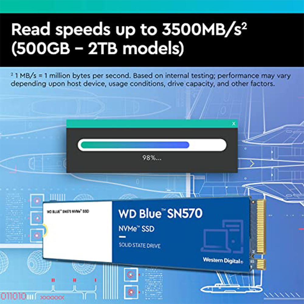 WD BLUE SN570 ความจุ 500 GB(WDS500G3B0C) PCIe Gen3 x4 NVMe อ่านสูงสุด ...
