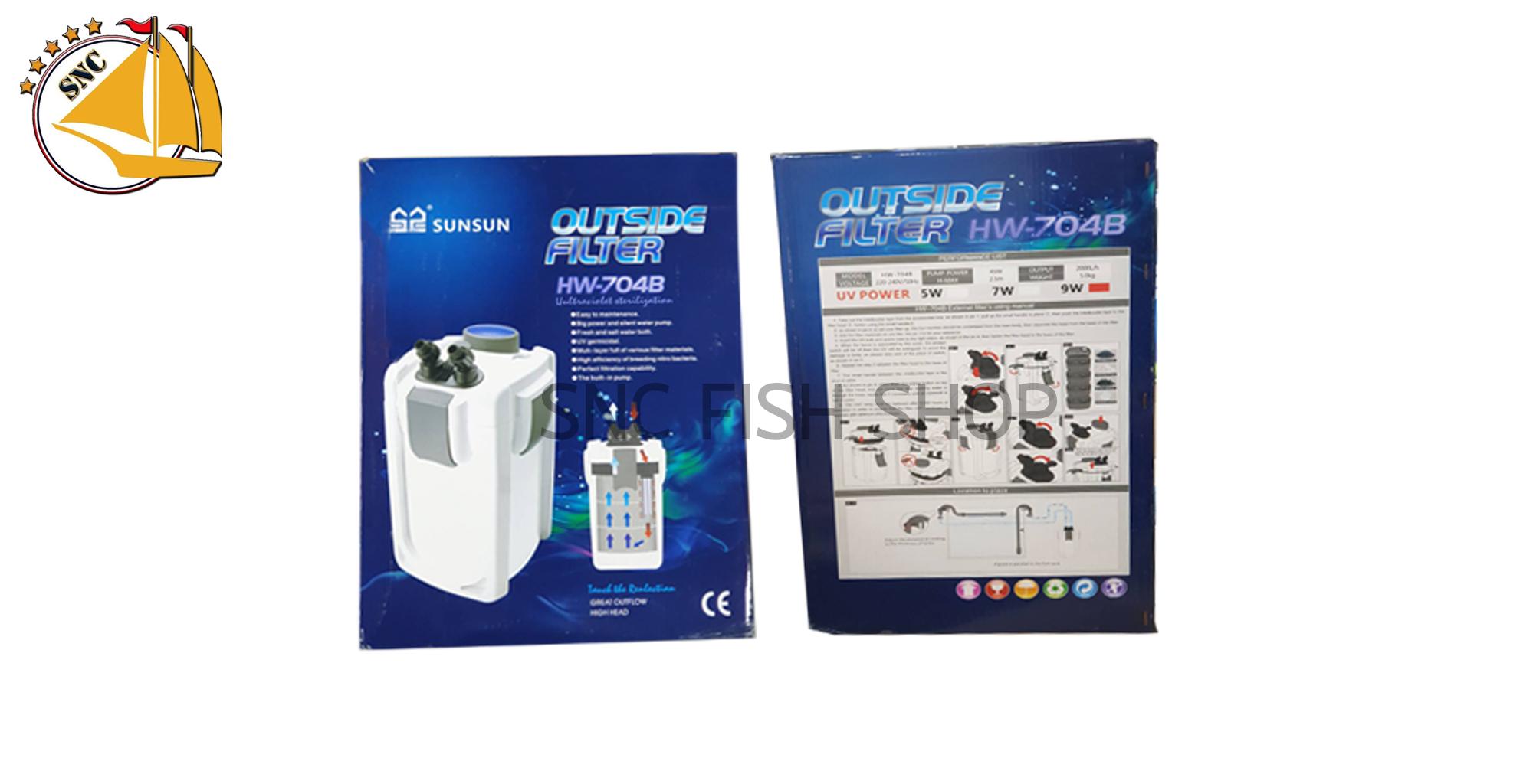 SUNSUN HW-704B ( หลอดไฟ 9W) ถังกรองตู้ปลาด้านนอก Aquarium External ...