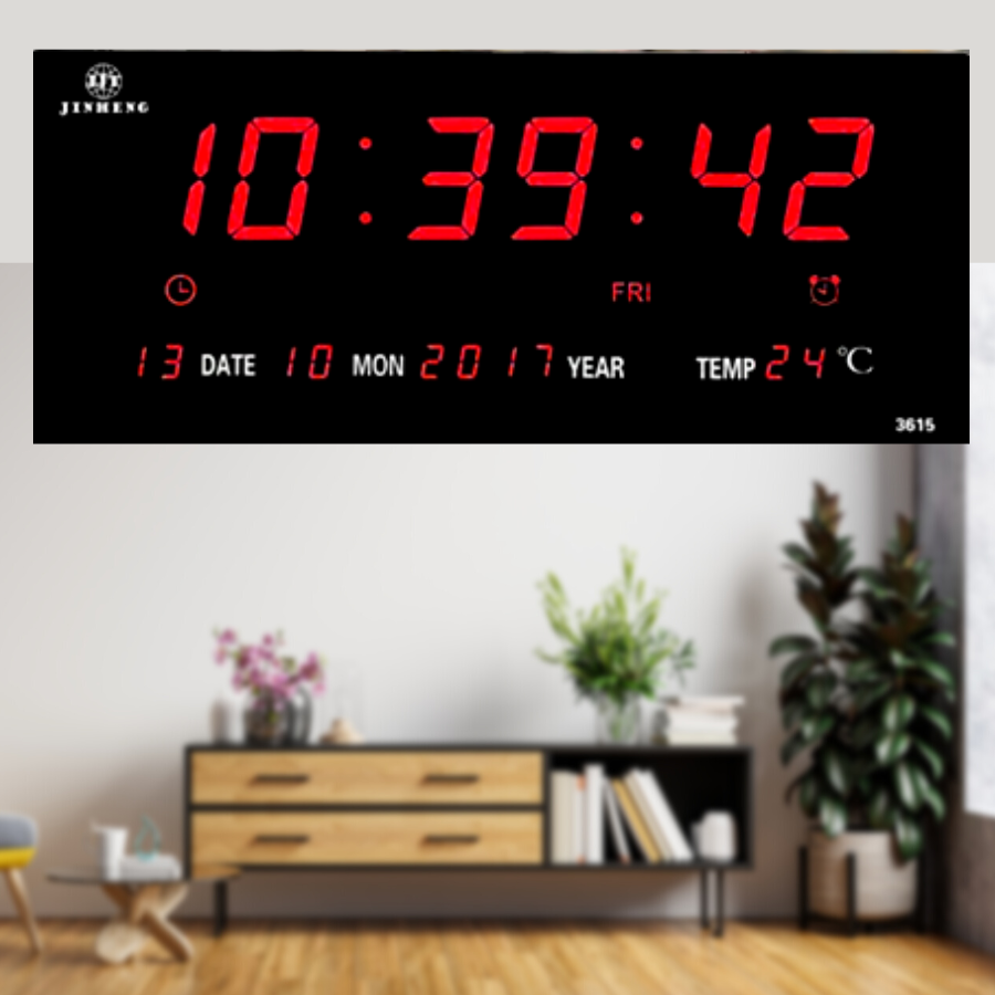 Jinheng นาฬิกาดิจิตอล LED JH-3615 แขวนติดผนัง Number Clockติดผนังขนาด ...