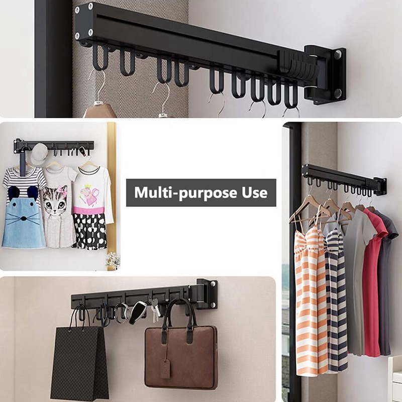 Multi-Purpose Clothes Rack Rotatable,Wall Mounted Iron Garment Rack Bar ...