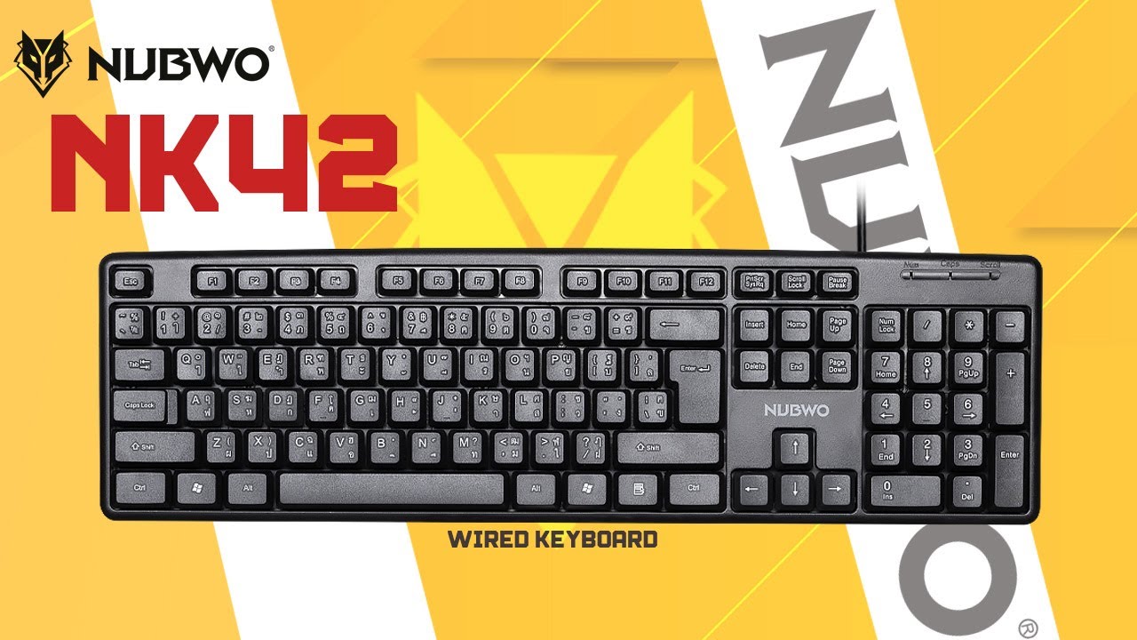 คีย์บอร์ดแบบมีสาย NUBWO NK-42 USB ออกแบบมาให้มีรูปทรงเหมาะแก่การใช้งานเป็นเวลานานๆ ...
