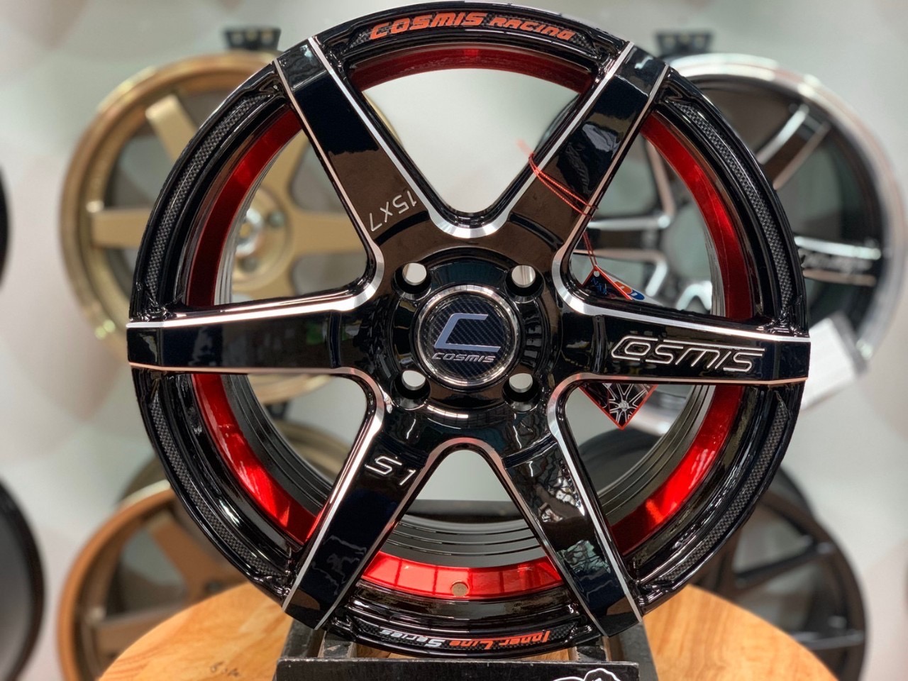 ล้อแม็กใหม่ ขอบ15 - COSMIS รุ่น S1 - ดำแดง - ขอบ15 x 7 x 4รู100 ET30 ...