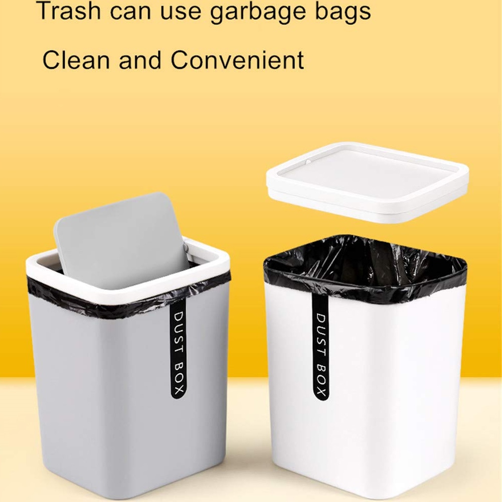 Desktop Trash Can Small Mini Garbage Can Plastic Dustbin with Shake ...
