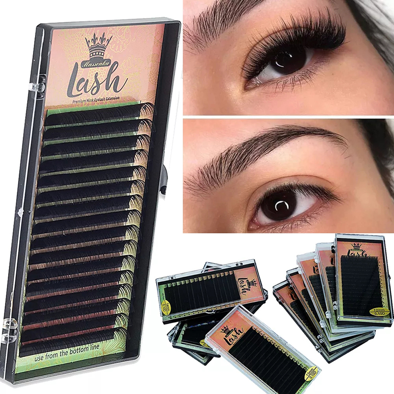 High Quality 16Rows 8-18mm Length Faux Mink Eyelashes Individual ...