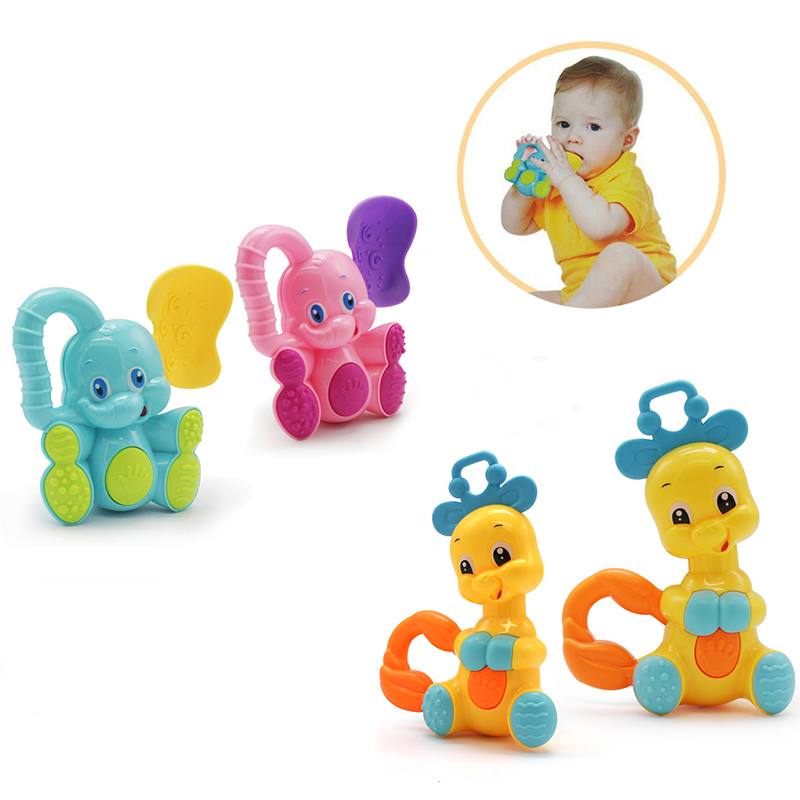 1Pcs Baby Rattle Toys Deer Elephant Hand Grip Soft Rattles Shaker ...