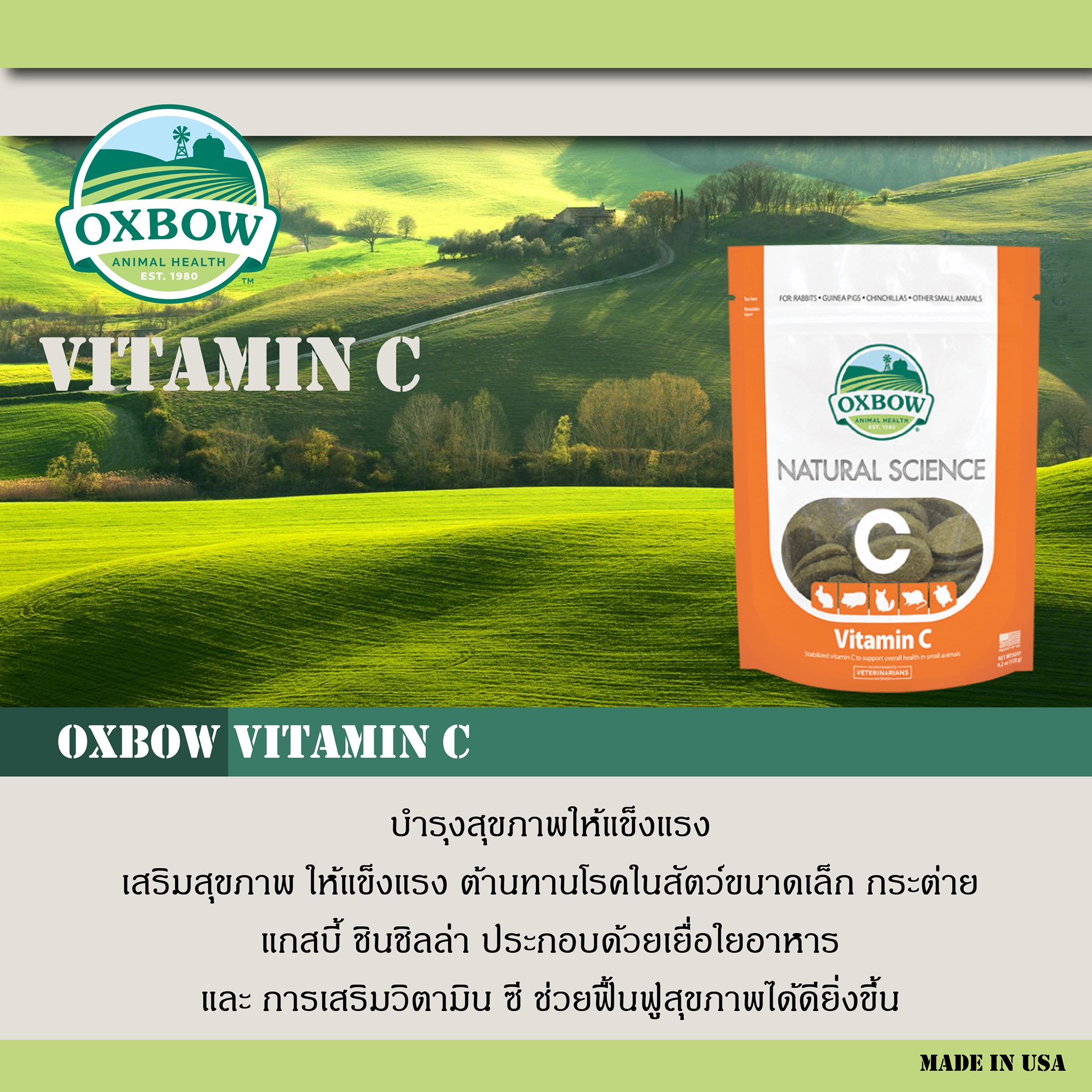 Oxbow Natural Science Vitamin C วิตามินซี สำหรับหนูแกสบี้ กระต่าย ชินชิ ...