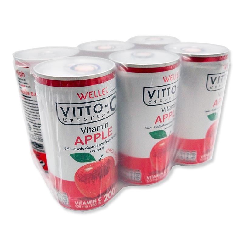 ส่งฟรี วิตโตะ ซี เครื่องดื่มวิตามิน รสแอปเปิ้ล 180 มล. x 6 กระป๋องVitto ...