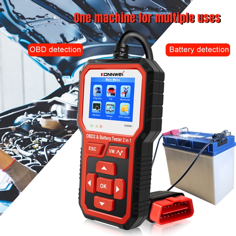 【Ready Stock&COD】KONNWEI KW681 Car Battery Tester OBD2 Scanner Tools 2 ...