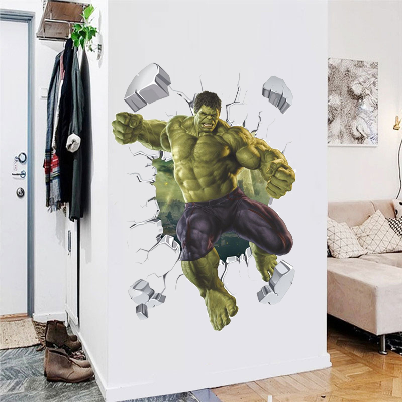 【CW】40*60cm 3d hole marvel movie wall stickers for kids rooms home ...