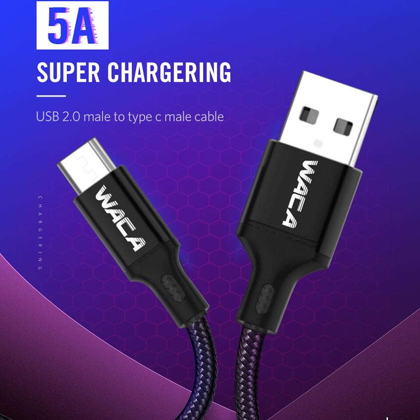 WACA 5A 1M TypeC to USB for OPPO,VIVO,Huawei P10,P10 Pro,P20,P20 Pro,P30,mate 9,Mate10,Mate10 ...