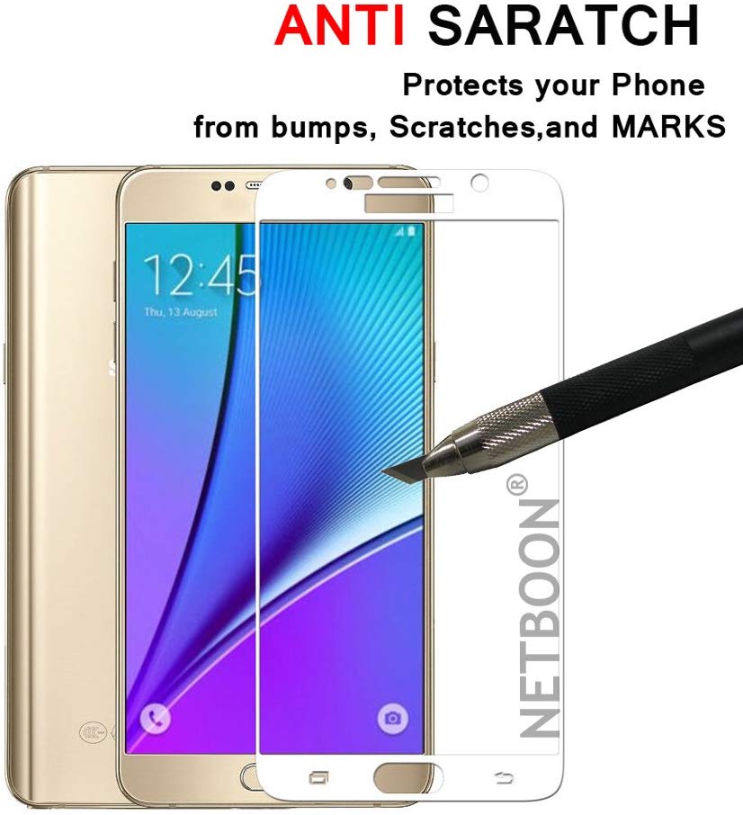 ฟิล์มกระจก เต็มจอ กาวเต็มแผ่น ซัมซุง โน้ต5 (ขอบสีขาว) FULL GLUE Tempered glass for Samsung ...