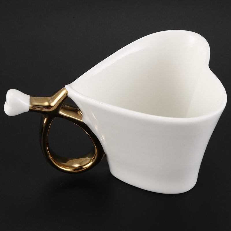 200ML Creative Love Heart-shaped Ceramic cups white & Gold - EFDA MALL ...