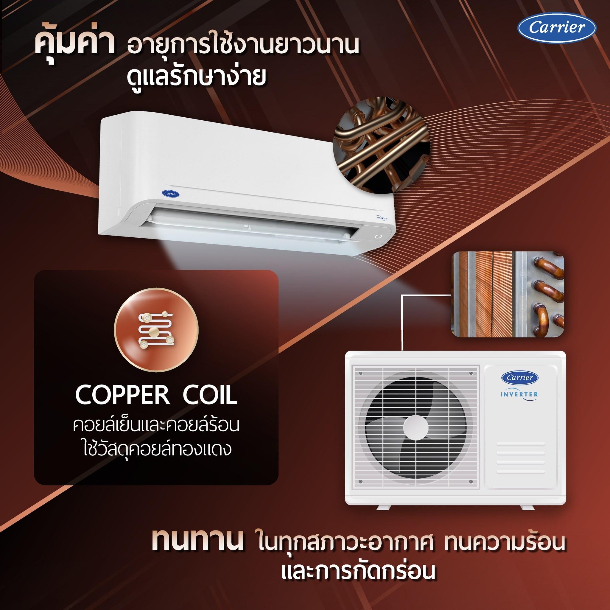 (ส่งฟรี/ผ่อน0%) Carrier แอร์ แคเรียร์ รุ่น Copper 7 (TSAA) Fix Speed เบอร์5 ปี 2022 ทน คุ้มราคา ...