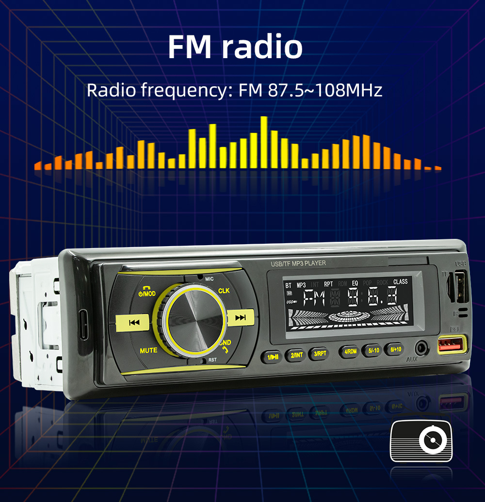 ส่งจากไทย เครื่องเสียงติดรถยนต์สเตอริโอ 1 Din 12V วิทยุติดรถยนต์ MP3 เครื่องเสียงติดรถยนต์ ...