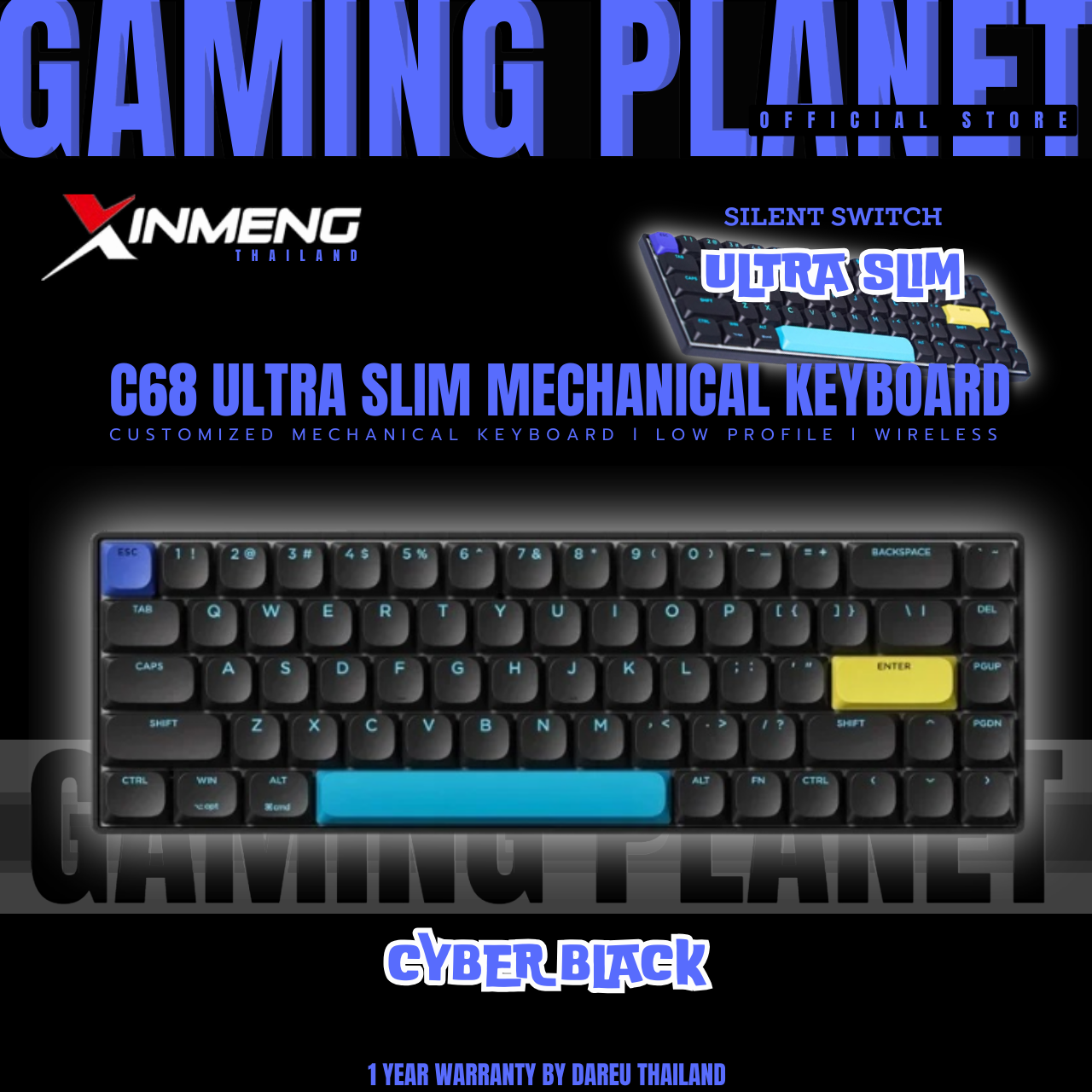XINMENG C68 Ultra-slim Wireless Mechanical keyboard คีย์บอร์ดไร้สาย low ...