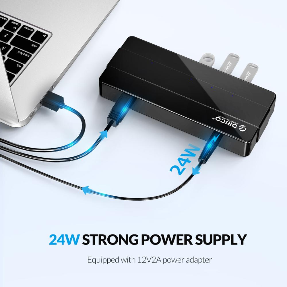 ORICO 7 4 Port SuperSpeed USB3.0 HUB with 12V Power Adapter USB 3.0 ...