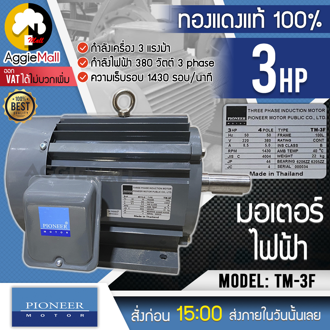 PIONEER มอเตอร์ไฟฟ้า รุ่น TM-3F (ไพโอเนียร์) มอเตอร์ 3HP 380V ขดลวด ...