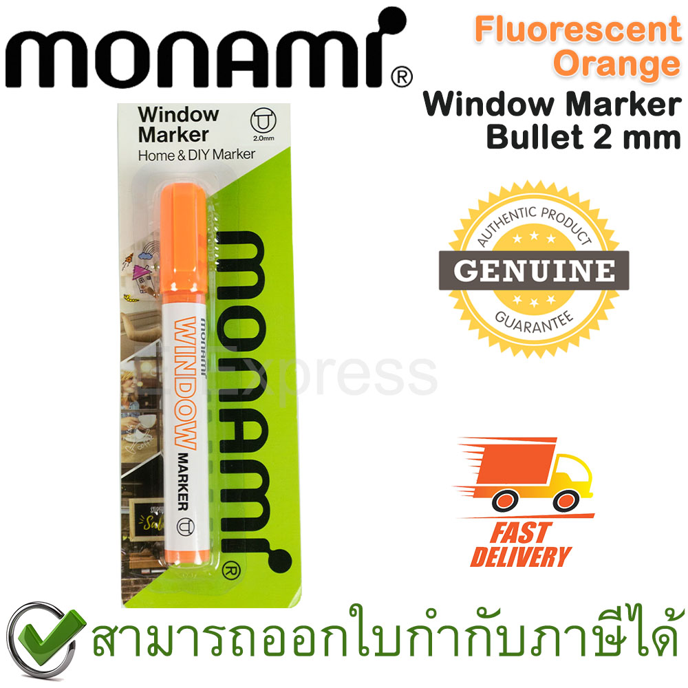 Monami Window Marker Bullet 2 mm [ Fluorescent Oramge ] ปากกาเขียนกระจก ...