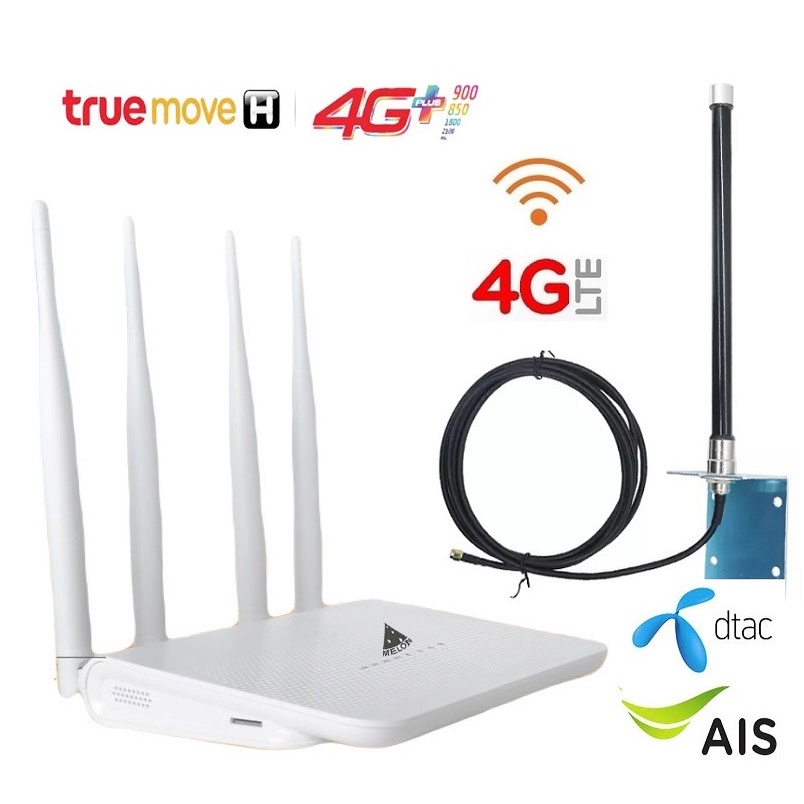 4G Router+เสาอากาศ fiberglass Antenna 8dBi สำหรับพื้นที่ห่างไกล สัญาณ ...