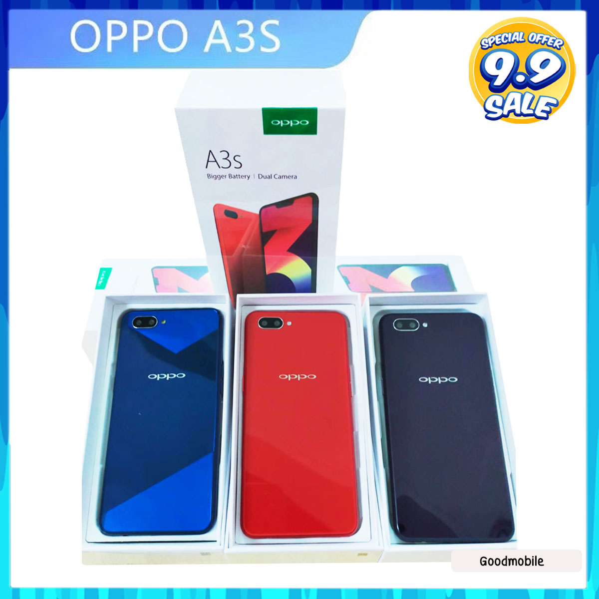 【พร้อมส่ง】Oppo A3S Ram 4GB Rom 64GB ใหม่ของเเท้100% รับประกันสินค้า6เดือน เล่น ROV ได้ จอ6.2 ...