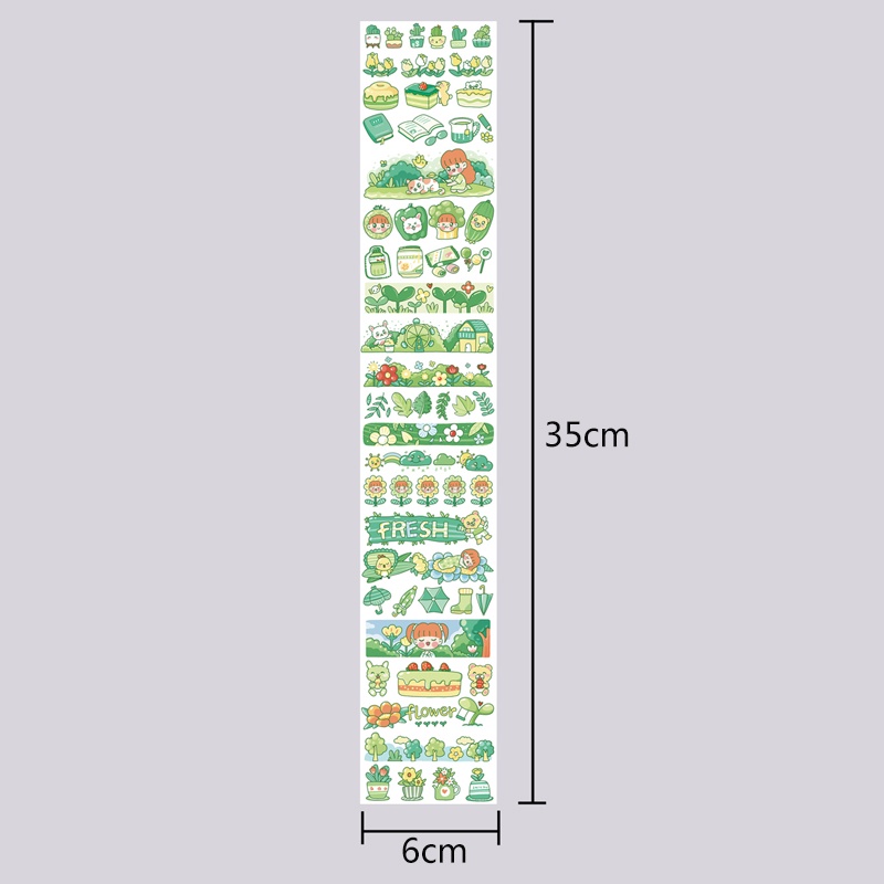 Korean Cartoon Character Long Strip Sticker Girl Diary Decoration ...