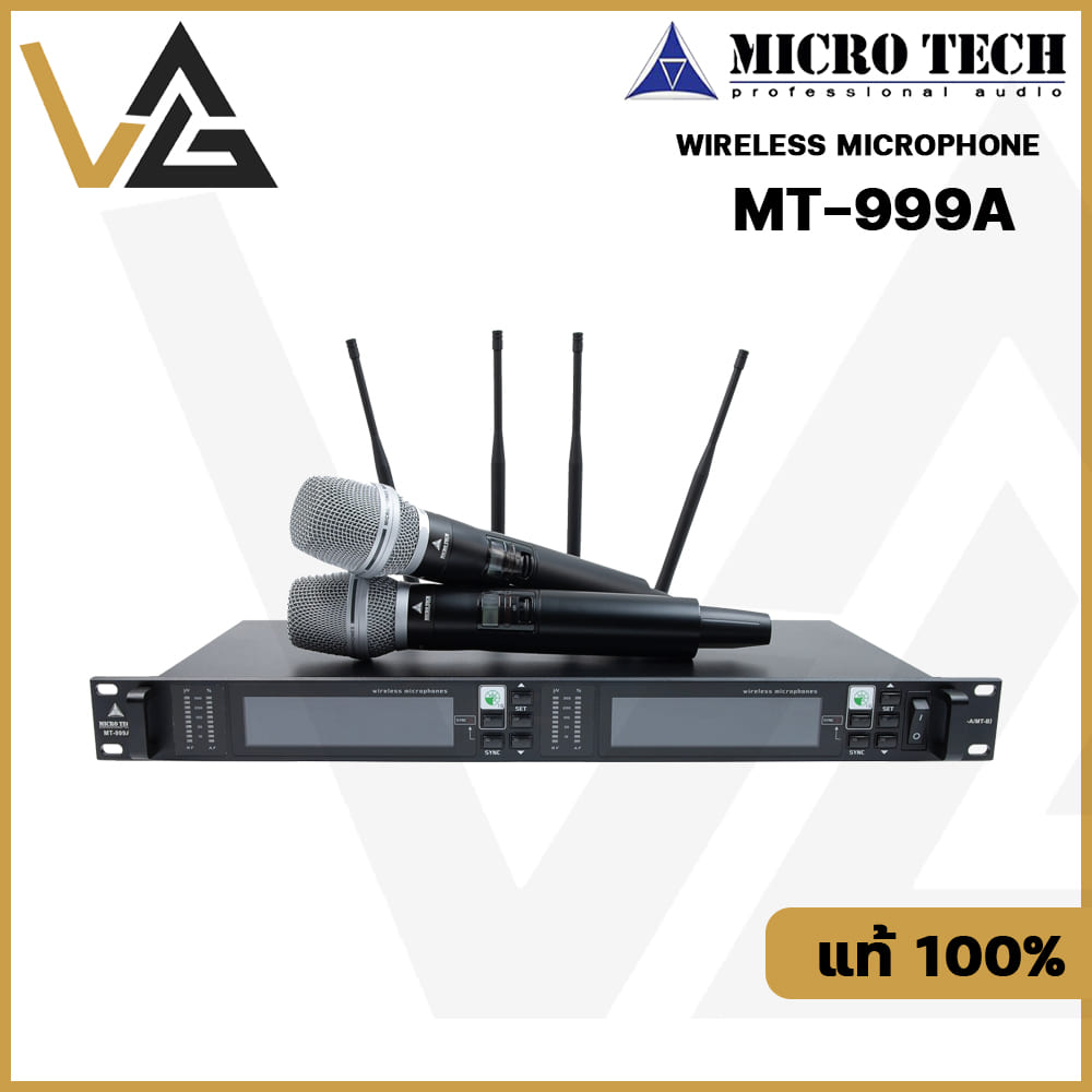 Microtech MT-999A ไมค์ UHF ไมค์ลอย ไมค์ร้องเพลง ไมโครโฟน ไร้สาย ระยะไกล100เมตร ชุดไมค์ พร้อม ...