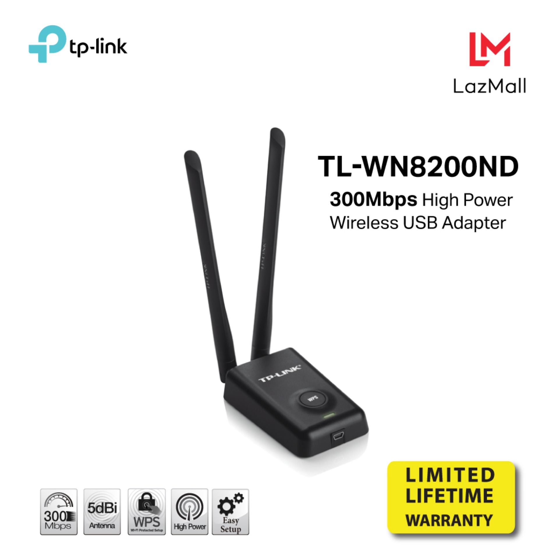 TP-Link TL-WN8200ND อุปกรณ์รับ Wi-Fi (300Mbps High Power Wireless USB ...