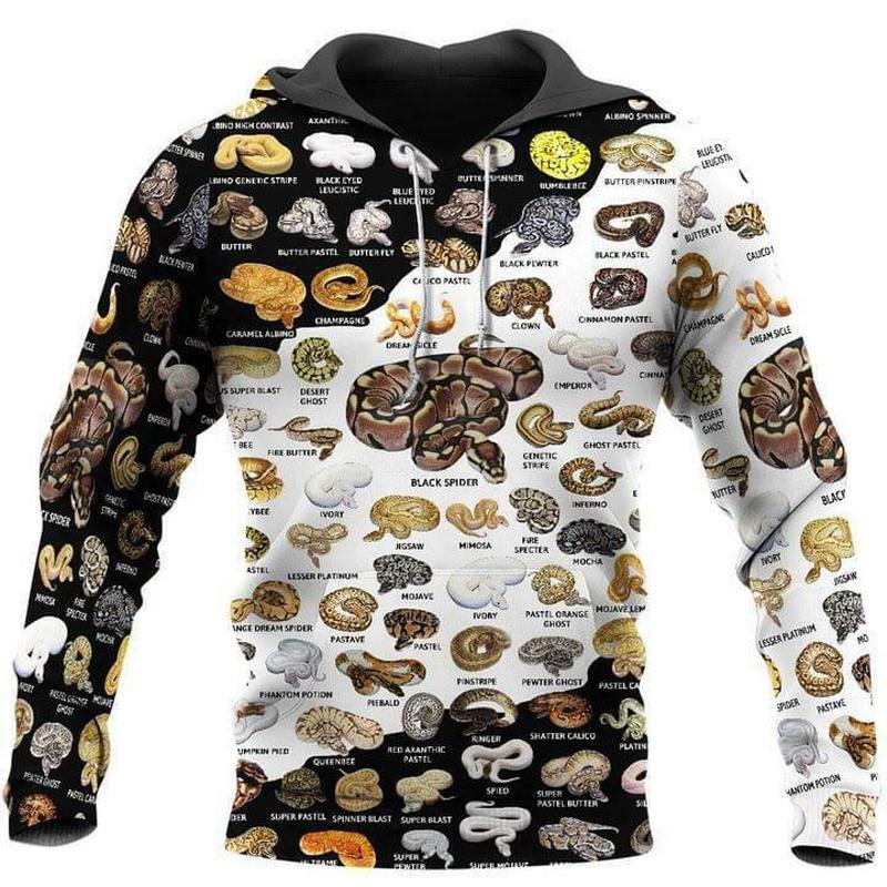 2022 Newest Fashion Black White Ball Python Hoodie 3D Print Hoodie ...