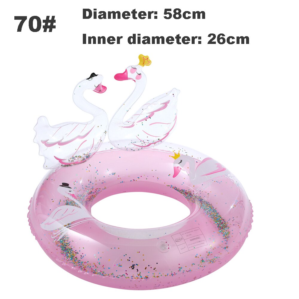 Girls Cute Sequined 3D Swan Inflatable Swimming Ring Pool Floating ...
