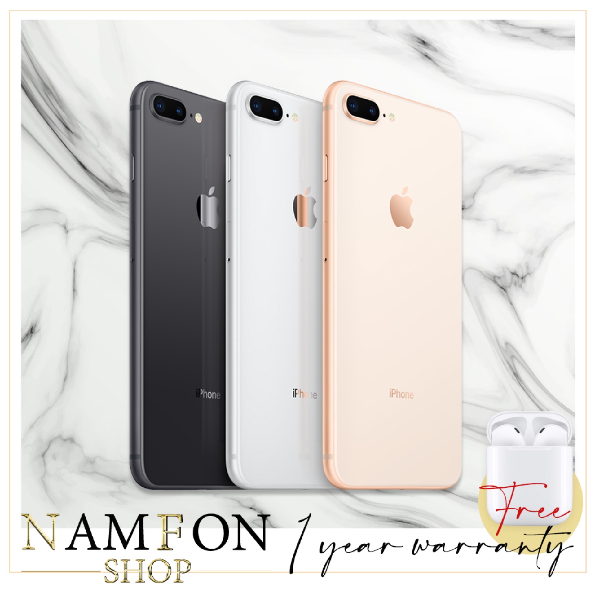 Apple iPhone 8 Plus 256GB แถมหูฟังบลูทูธ i11 (เครื่องนอกแท้) ประกัน 1 ...