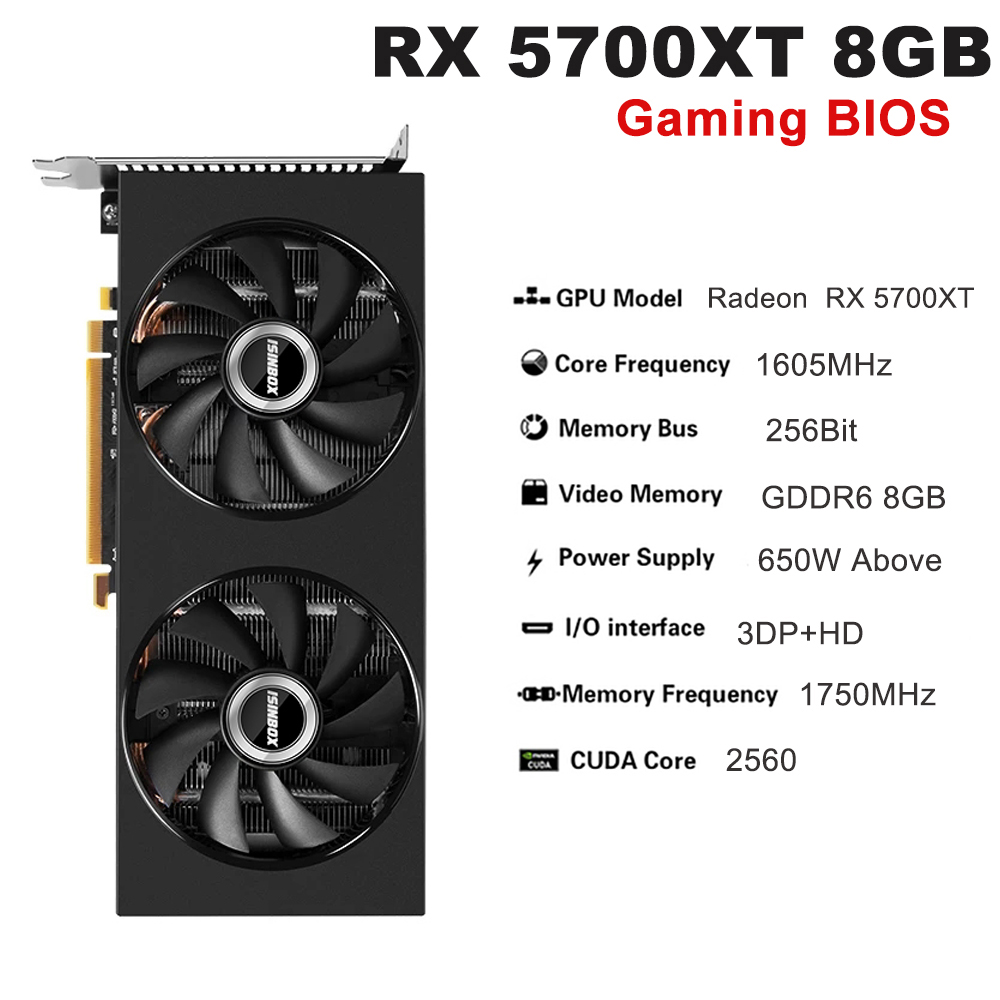 RX 5700XT กราฟิกการ์ด GDDR6 8G 256bit การ์ดสำหรับเล่นเกมสำหรับ AMD ...