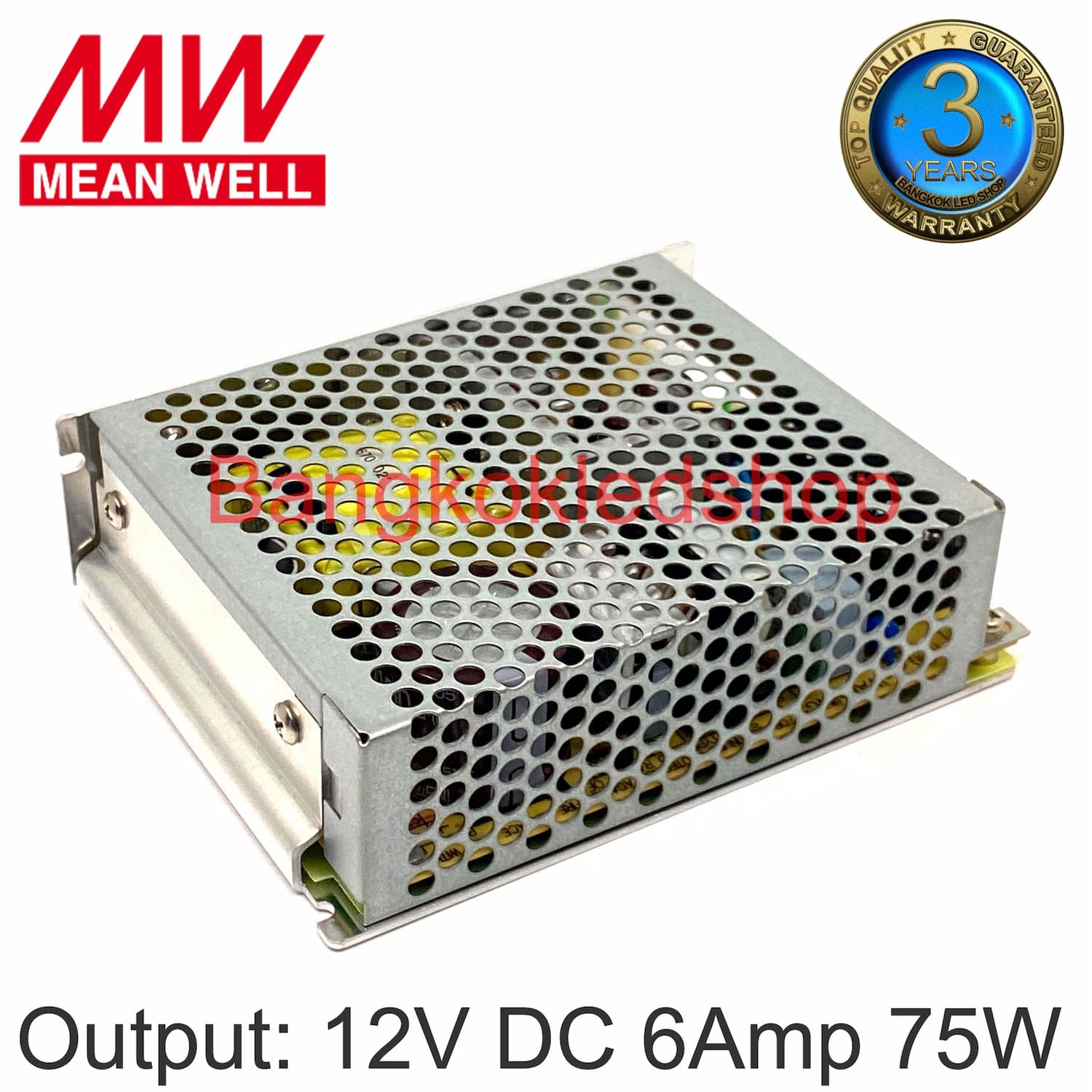POWER SUPPLY RS 75-12 6AMP 12V 75W สวิตซ์ชิ่งพาวเวอร์ซัพพลาย ยี่ห้อMEAN WELL(มีนเวล) หม้อแปลง ...