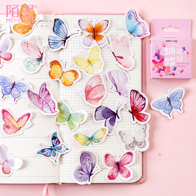 202146Pcsbox Butterfly Stickers Set Scrapbooking DIY Decor Stationery ...