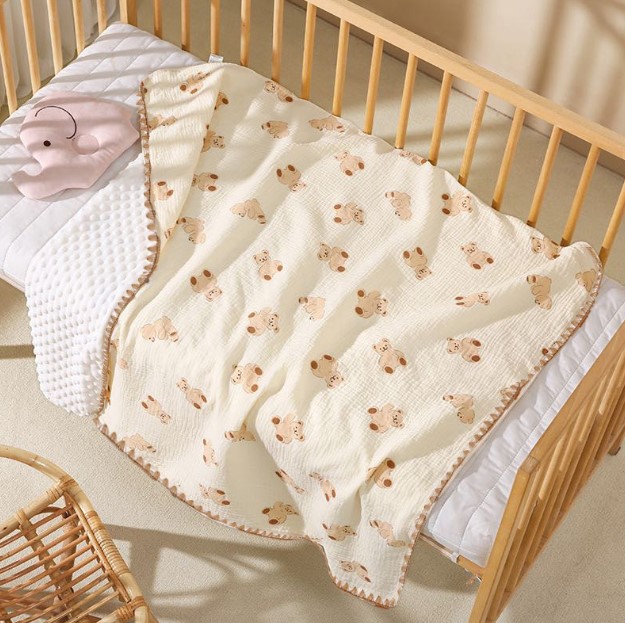 ผ้าห่มมัสลิน (Ab102) ทอ2ชั้น ถักขอบ ขนาดใหญ่ 110*100cm. | Lazada.co.th