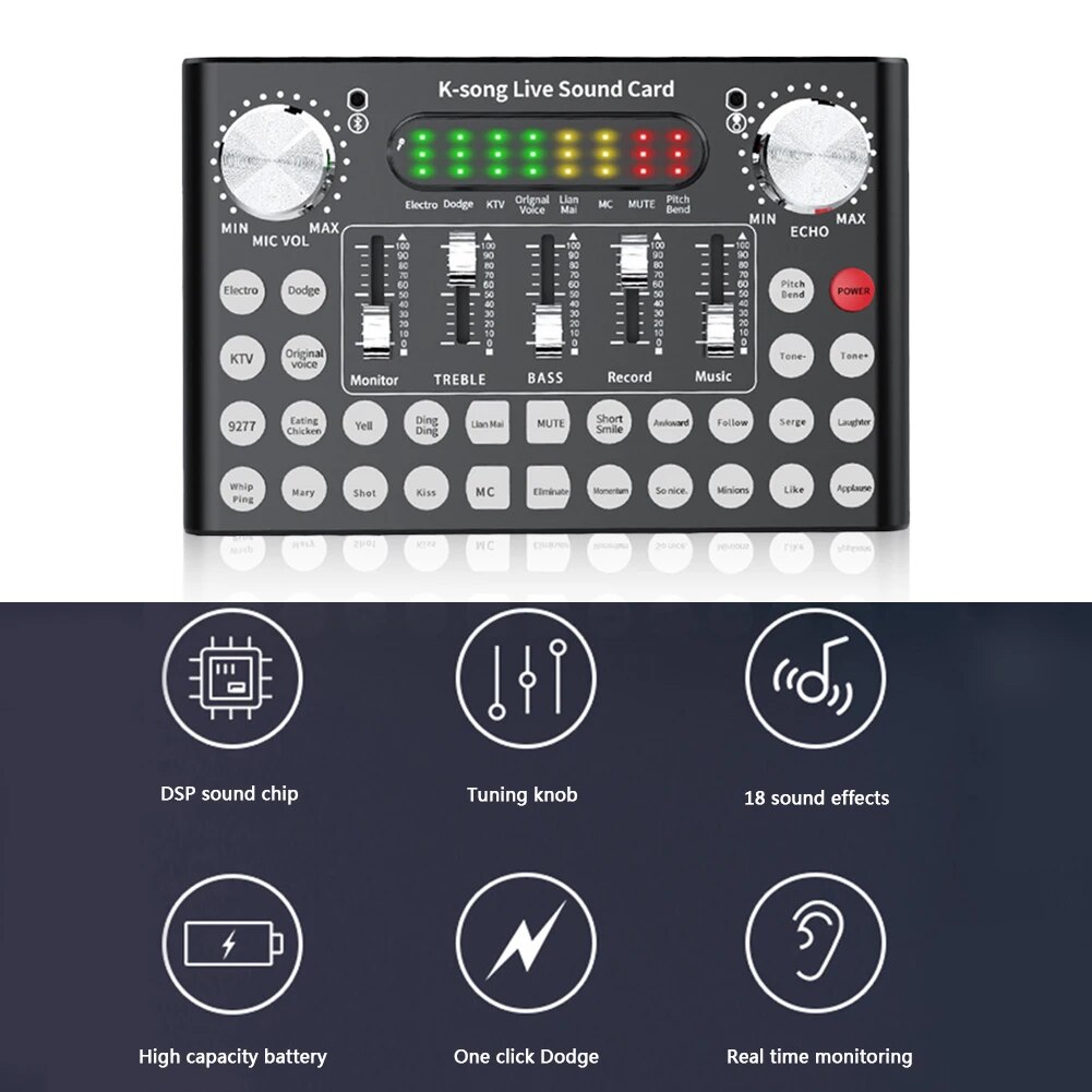 DaVita🎤Sound card ยอดนิยมในเอเชีย🎵F9 Sound card บลูทูธ เสียงการ์ด F007 ...
